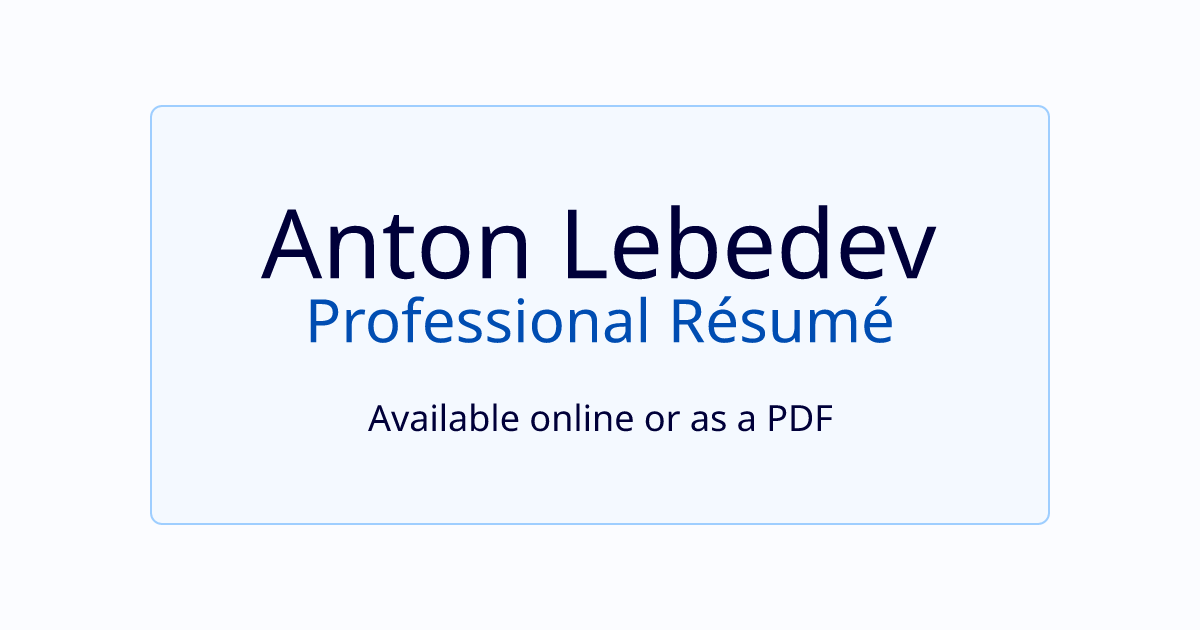 Résumé | Anton Lebedev